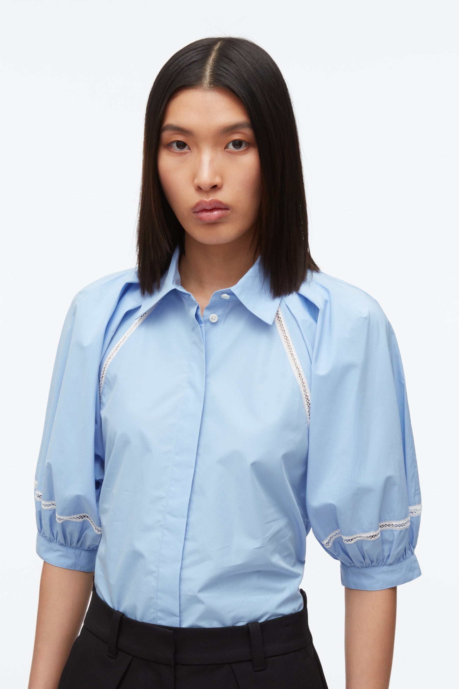 Lantern Sleeve Shirt With Lattice Trim – 3.1 Phillip Lim