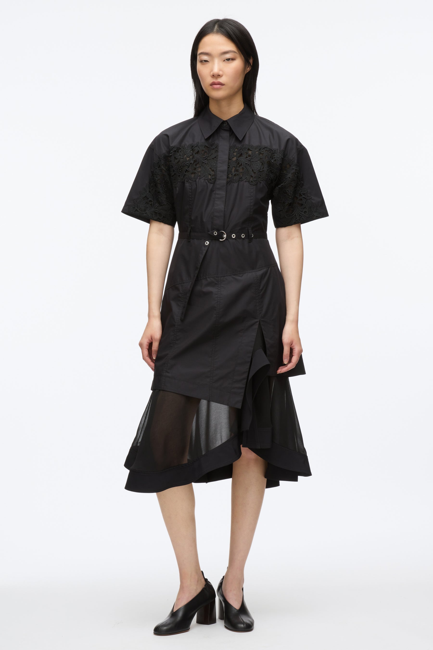 Cascade Hem Shirt Dress with Lace – 3.1 Phillip Lim