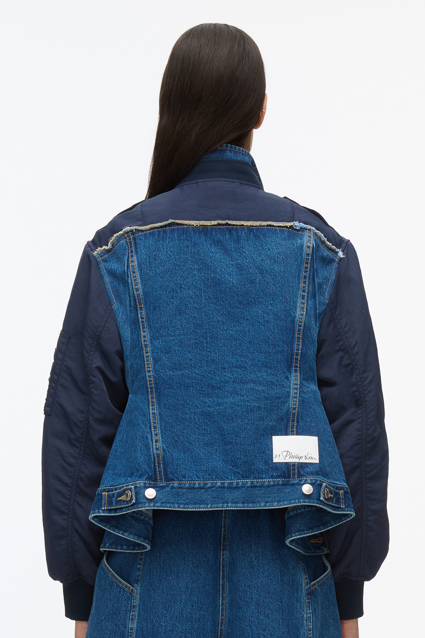 Hybrid Denim Flight Jacket With Flounce Hem – 3.1 Phillip Lim