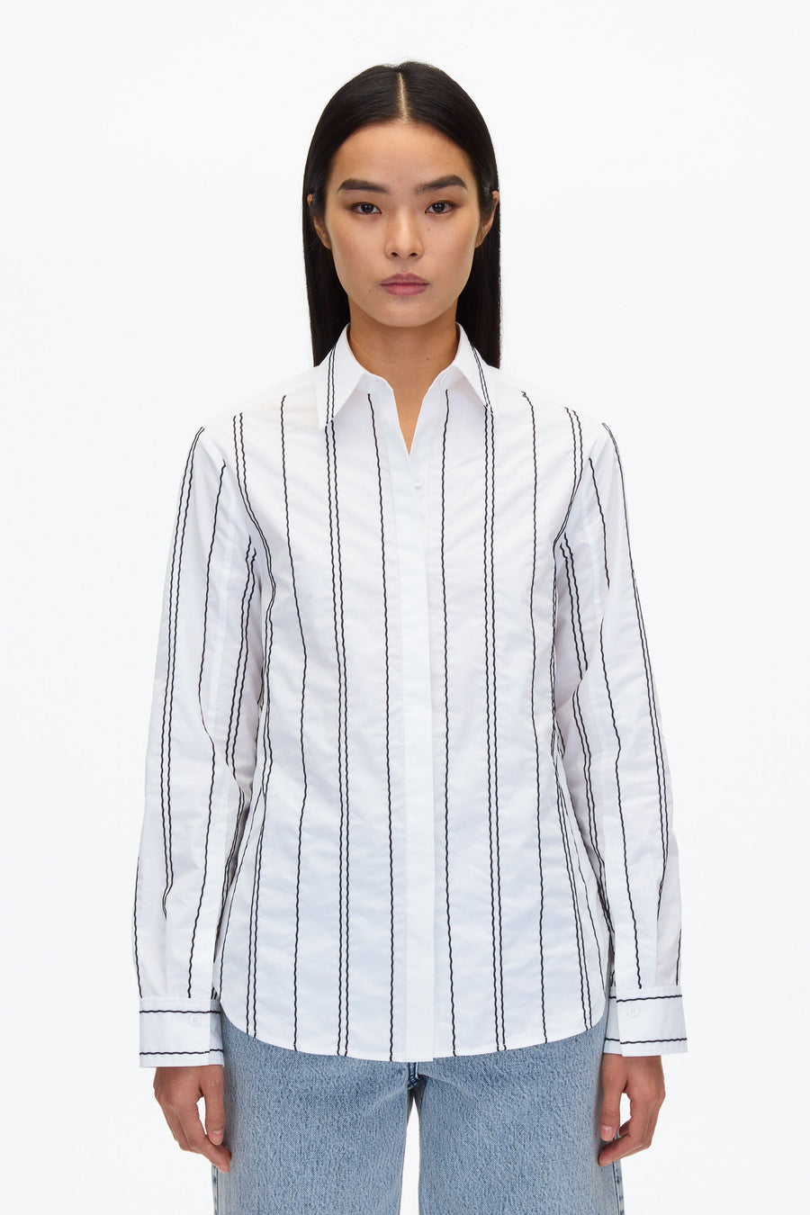 Relax Fit Poplin Shirt with Wave Embroidery | Phillip Lim Tops – 3.1 ...
