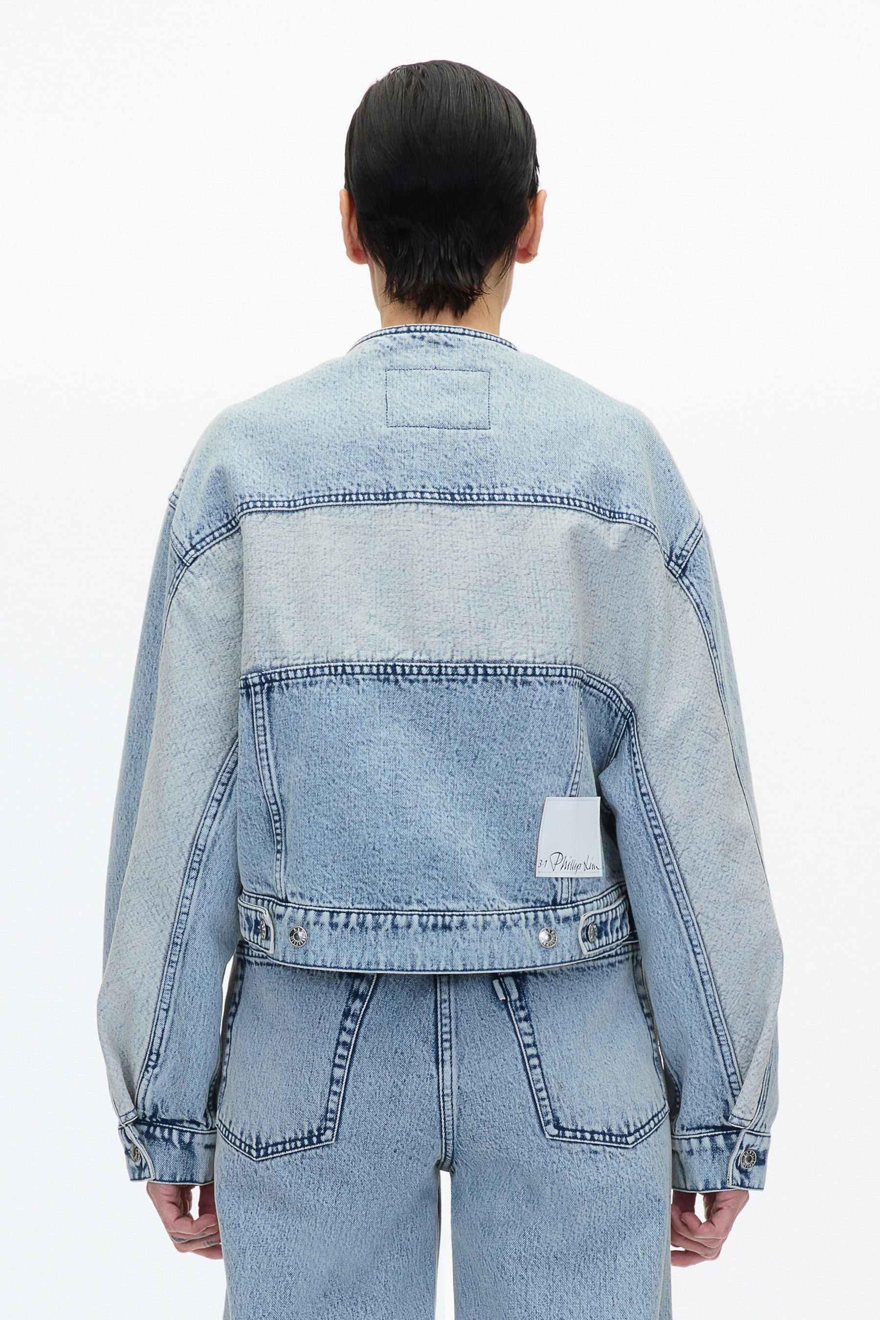 Blue Crewneck Cropped Denim Jacket for Women | Women Denim Jacket – 3.1 ...