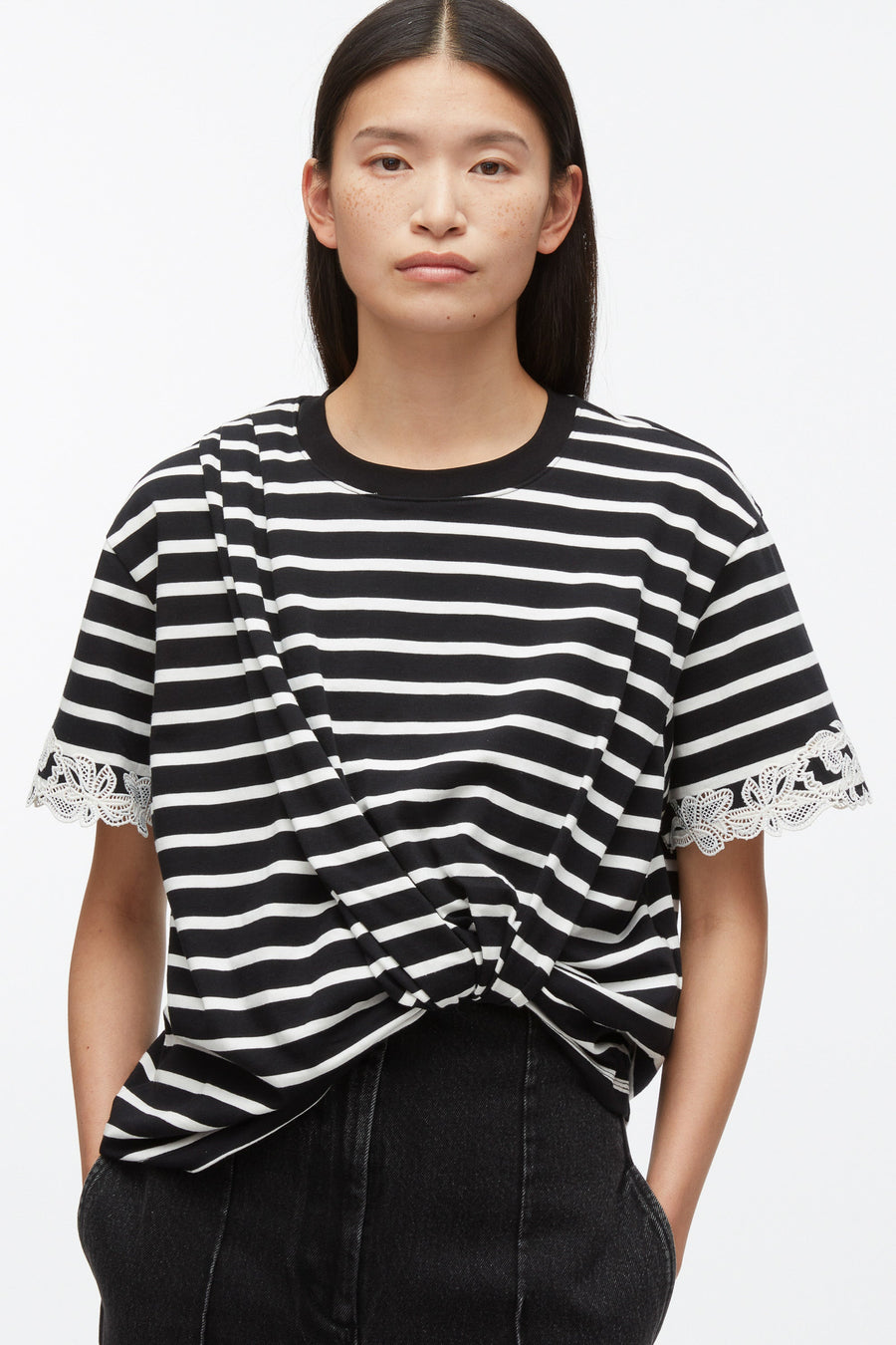 Draped Tee with Lace Embroidery – 3.1 Phillip Lim
