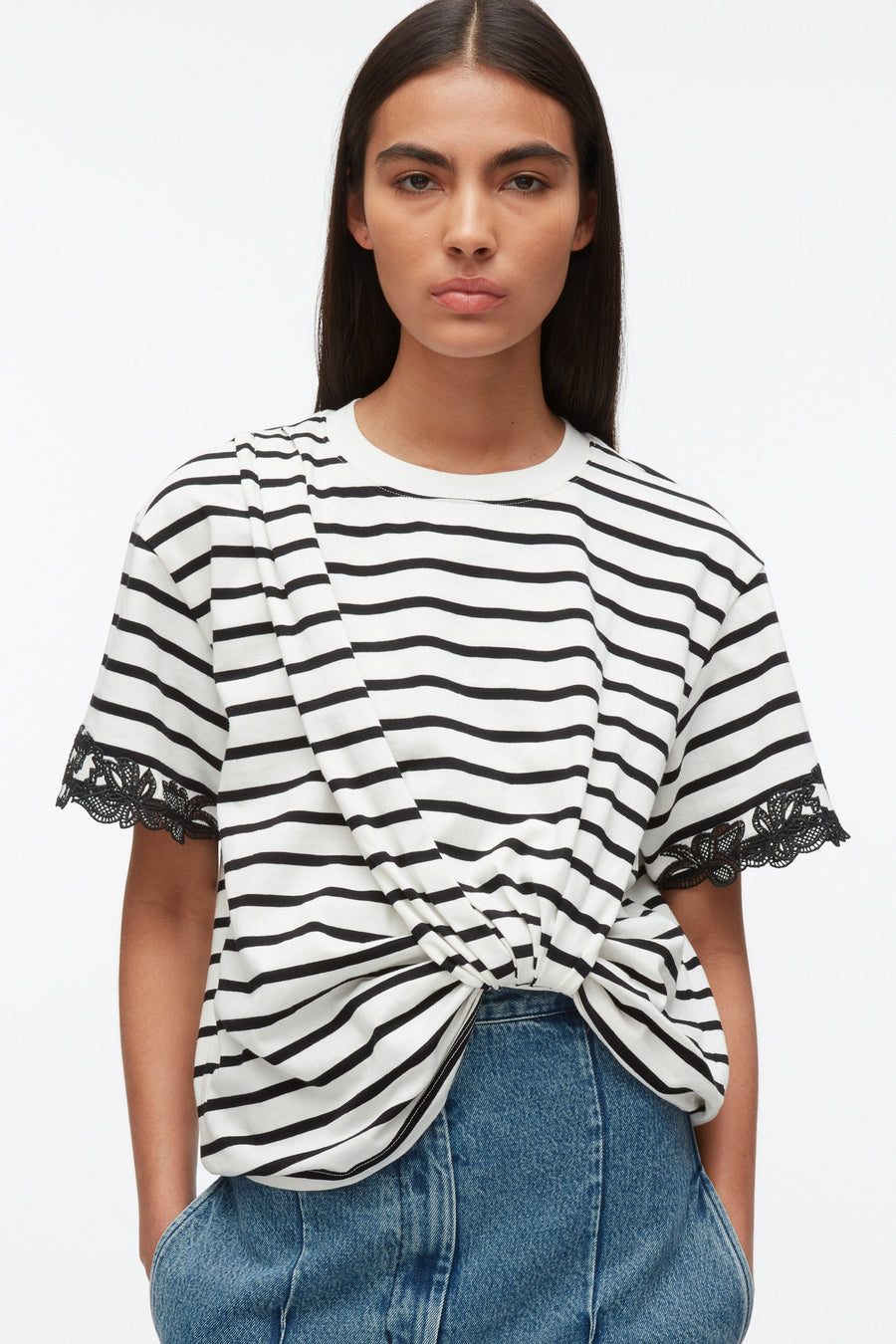 Draped Tee with Lace Embroidery – 3.1 Phillip Lim